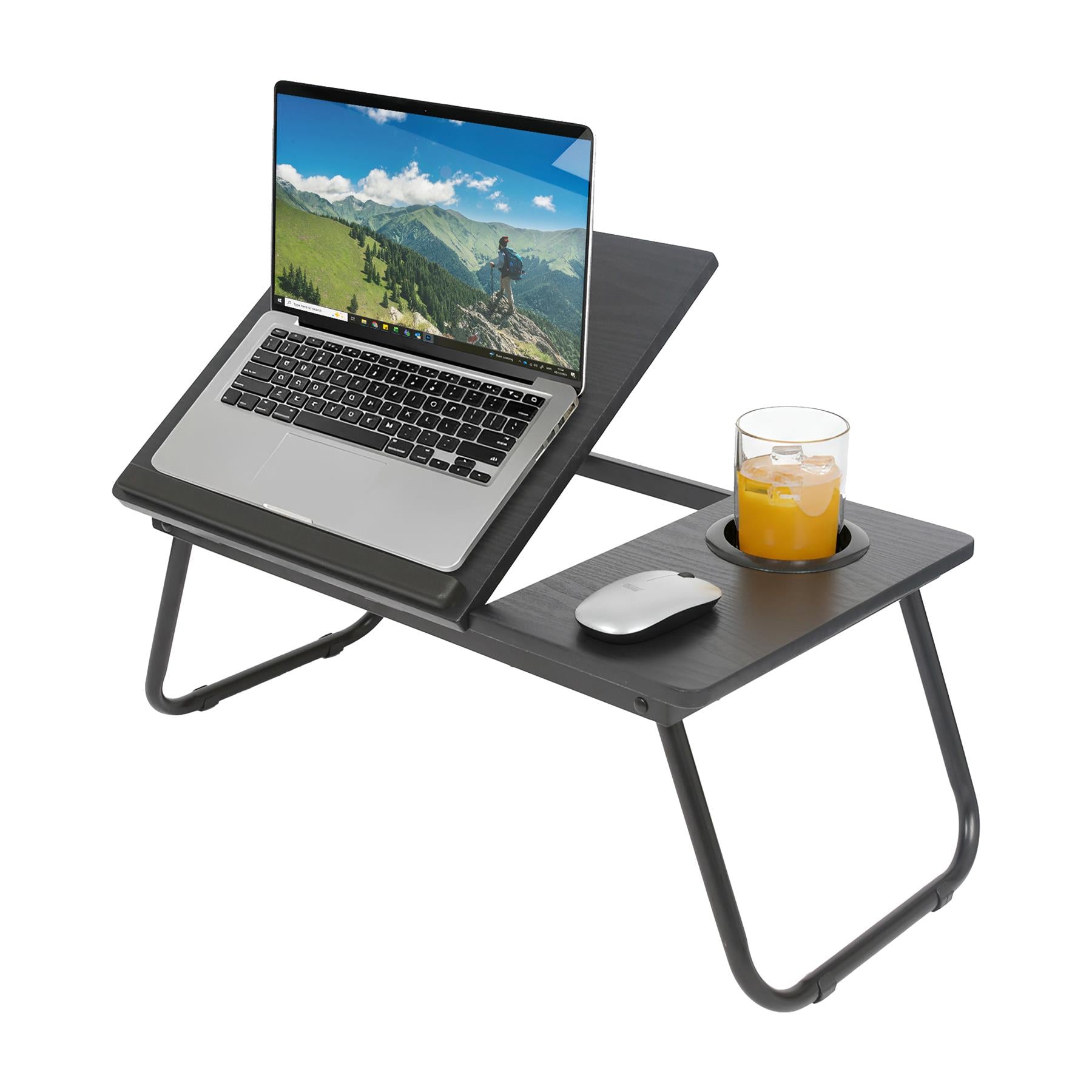 Folding Lap Desk with Cupholder - Black | Rinkit.com