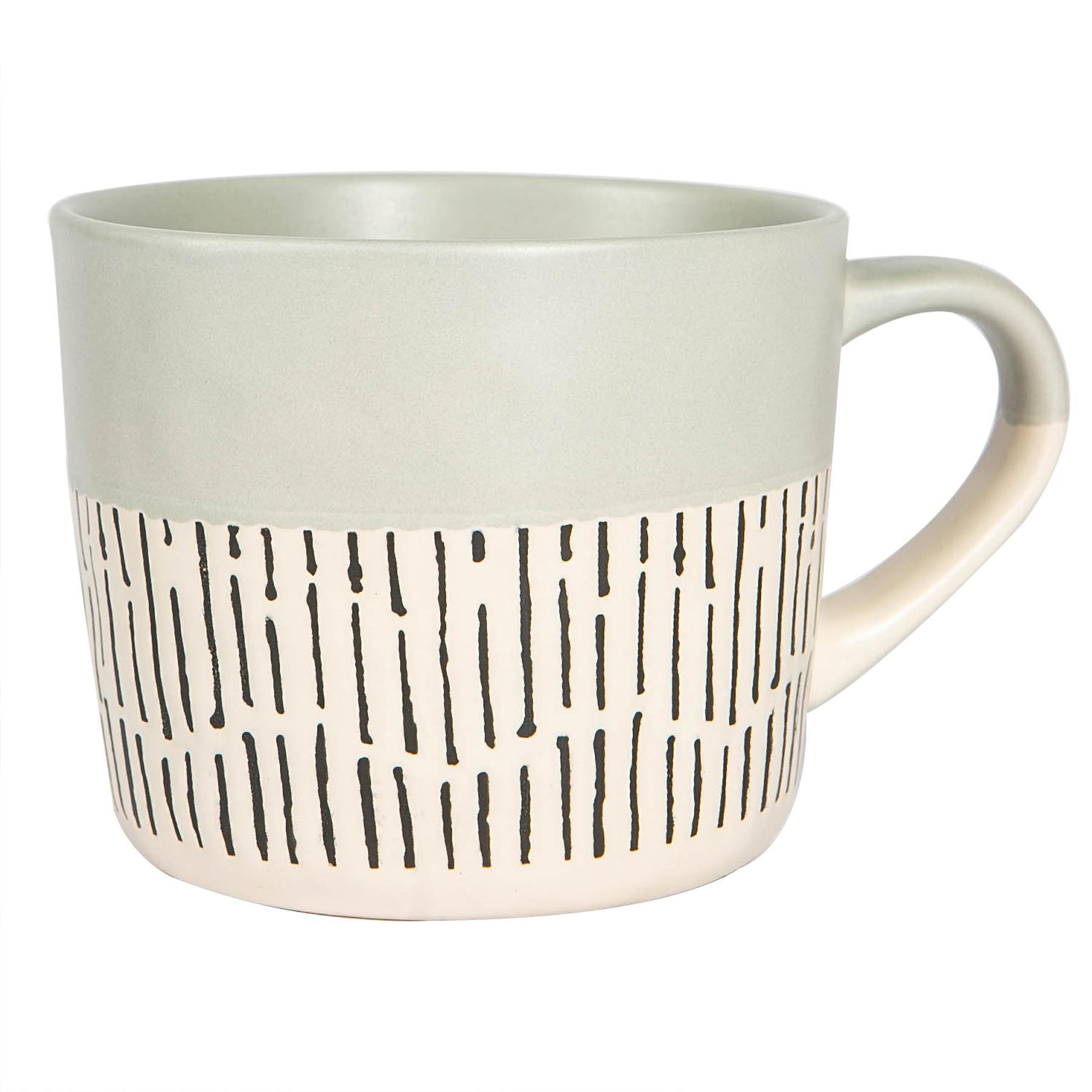 450ml Grey Colour Block Dash Stoneware Coffee Mug | Rinkit.com