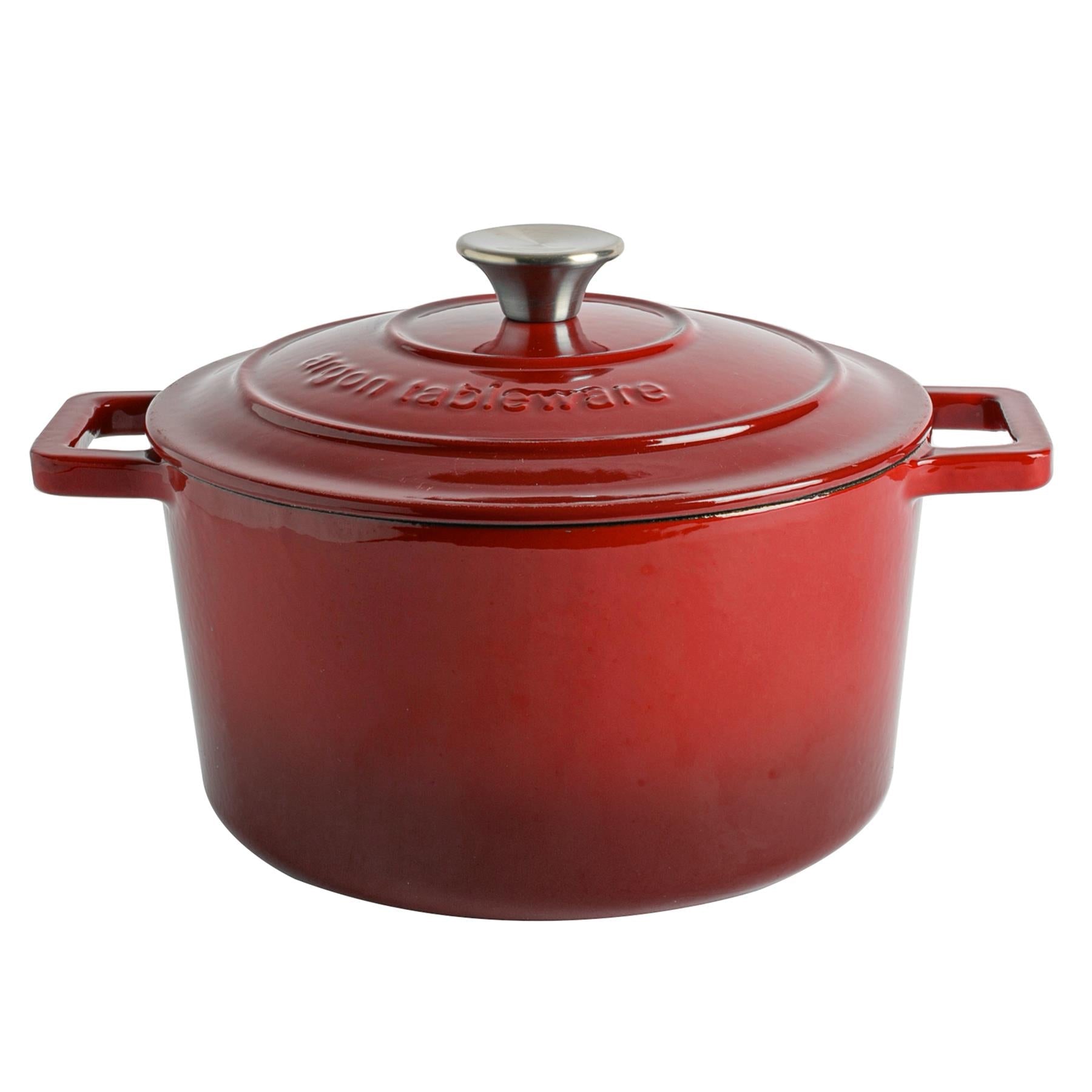 4.5L Red Ombre Cast Iron Casserole Dish - By Argon Tableware | Rinkit.com