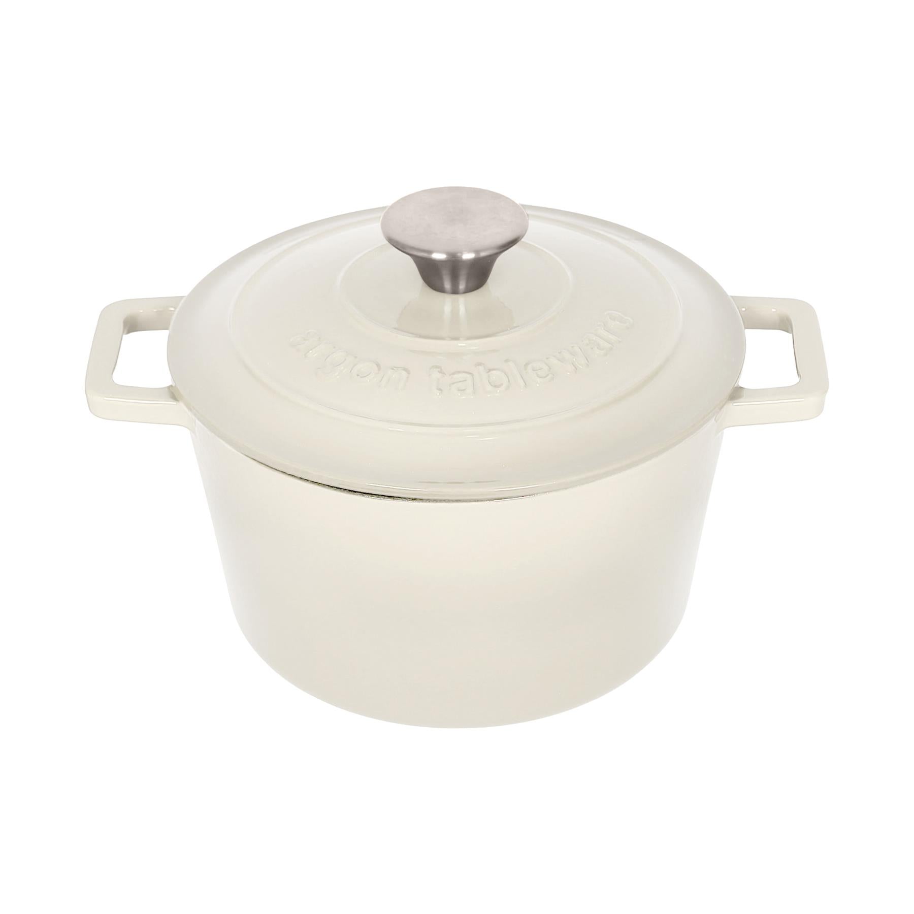 2.8L Pebble Gloss Round Cast Iron Casserole Dish - By Argon Tableware ...