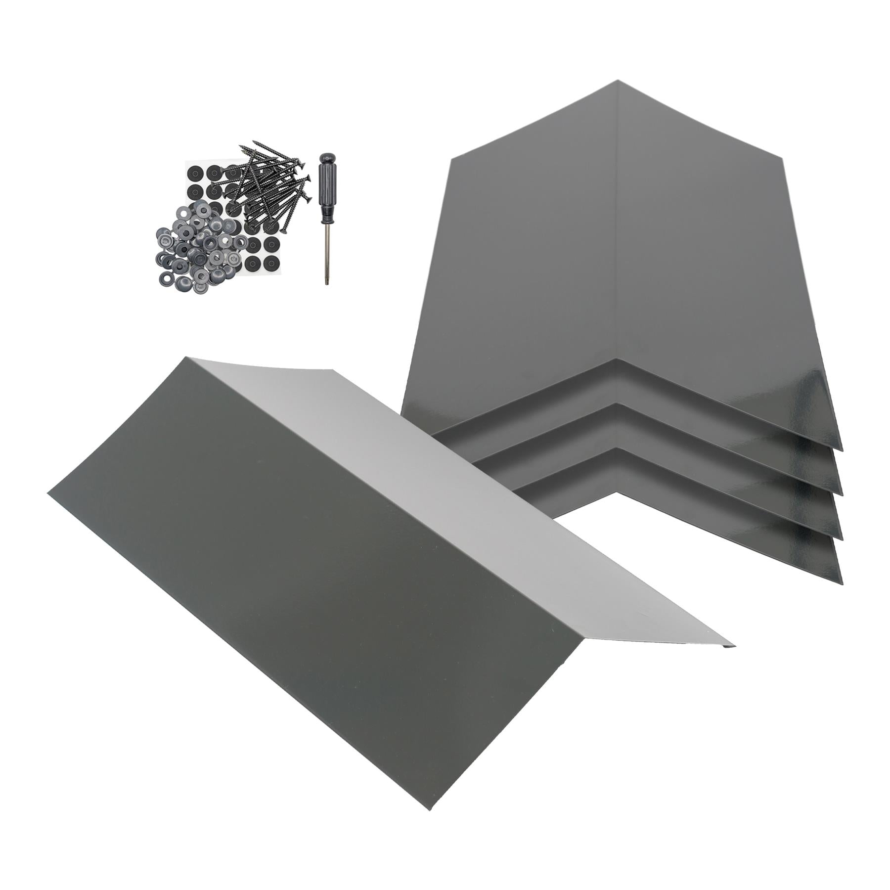 Metal Roofing Ridge Caps - 30 x 60cm - Anthracite - Pack of 5 | Rinkit.com