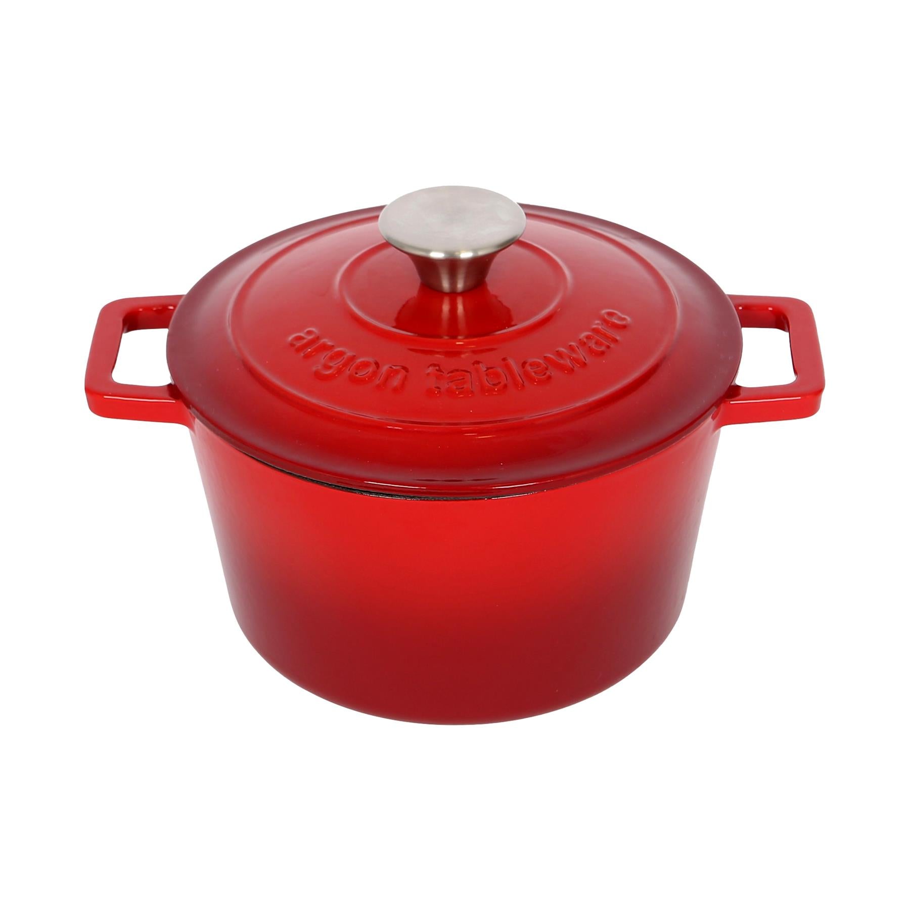 2.8L Red Ombre Round Cast Iron Casserole Dish - By Argon Tableware ...
