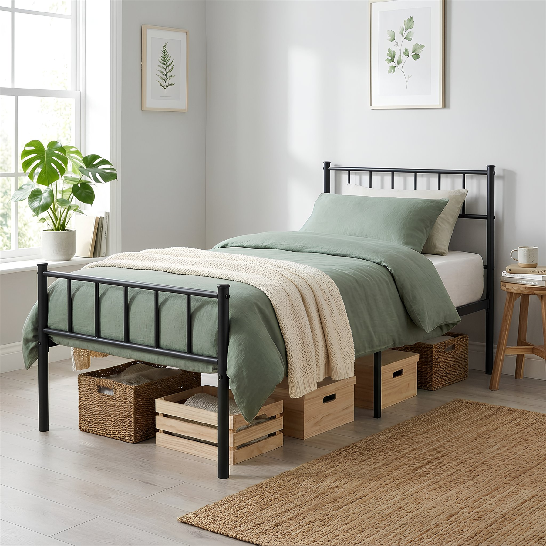 3ft Single Metal Bed Frame - Black | Rinkit.com