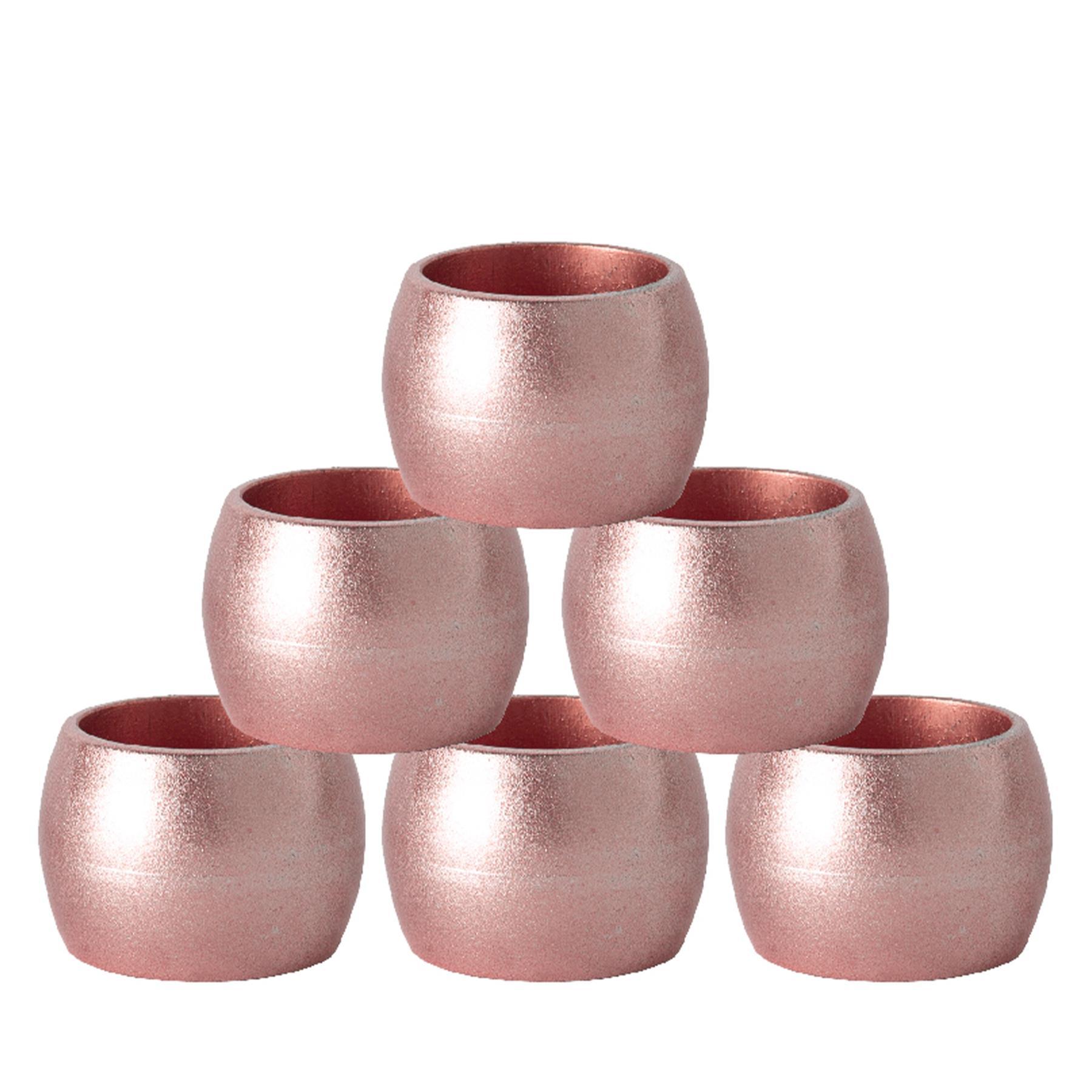 Metallic Rose Gold Melamine Napkin Rings - Pack of Six - By Argon ...
