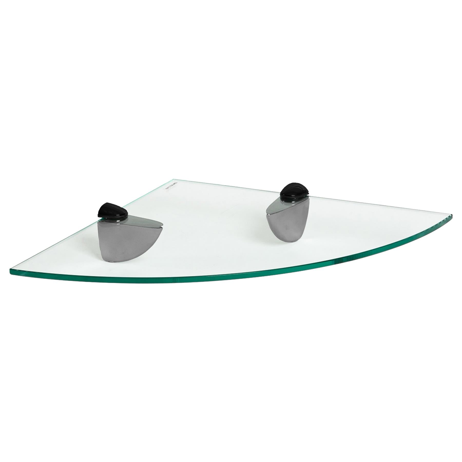30cm Floating Glass Corner Shelf with Black Fixings | Rinkit.com