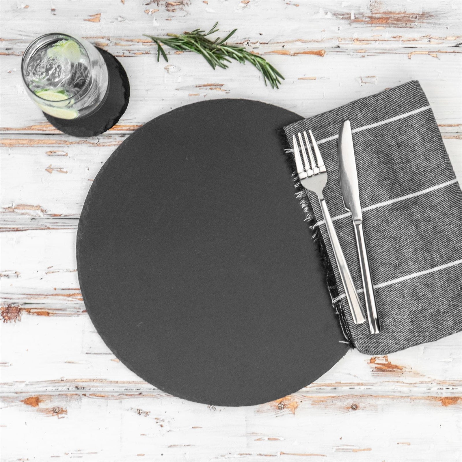 Round Slate Placemats - 33cm - Pack of 6 - By Argon Tableware | Rinkit.com
