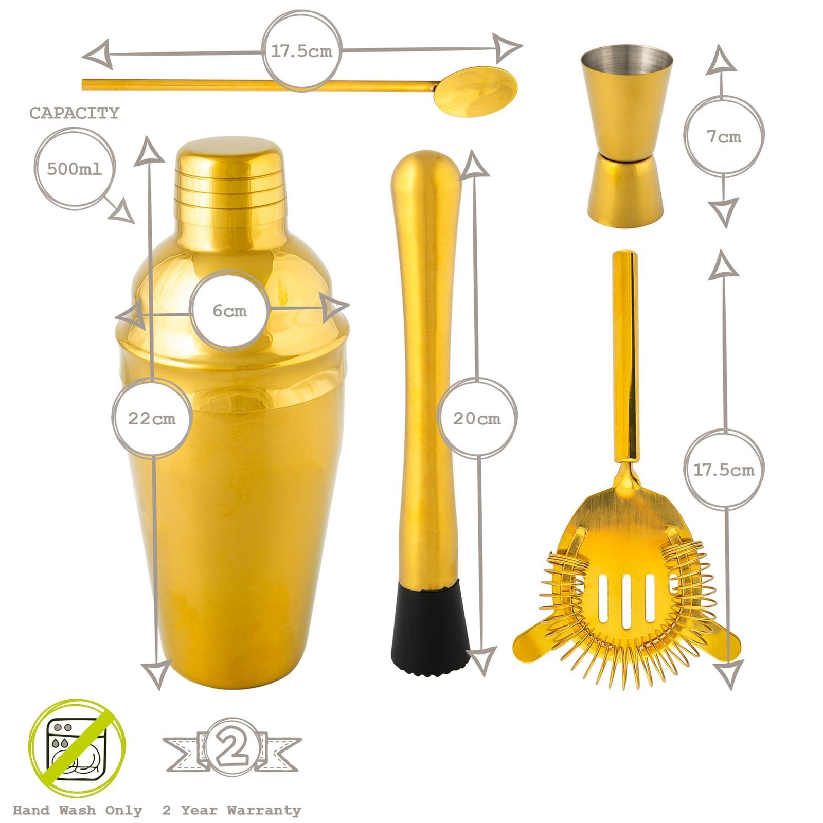 5pc Manhattan Cocktail Shaker Set - By Rink Drink | Rinkit.com