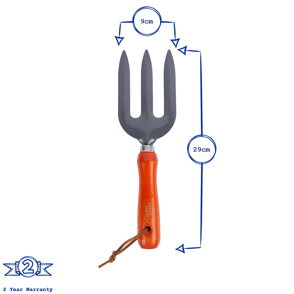 Heavy Duty Wooden Handle Hand Fork - By Green Blade | Rinkit.com
