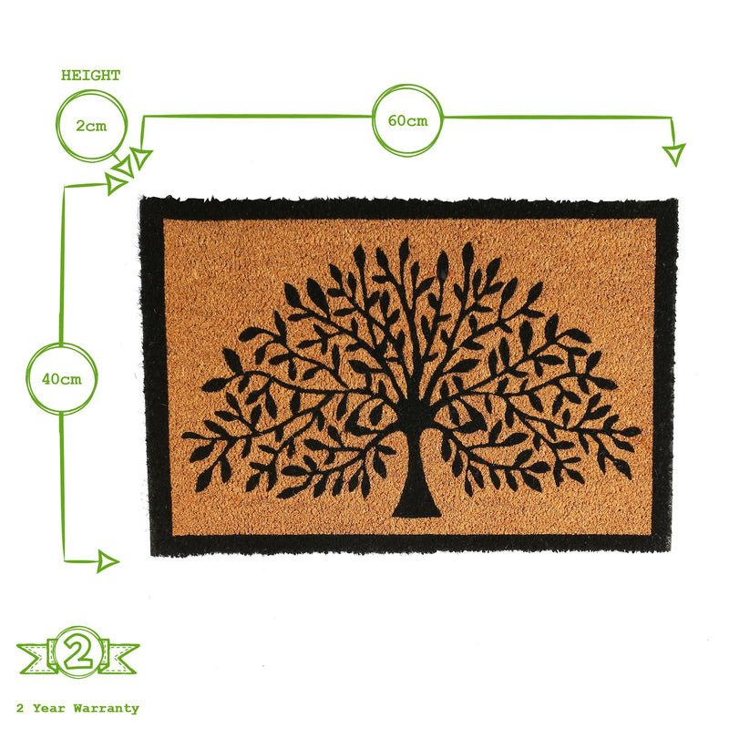 60cm x 40cm Tree of Life Coir Door Mat - By Nicola Spring | Rinkit.com