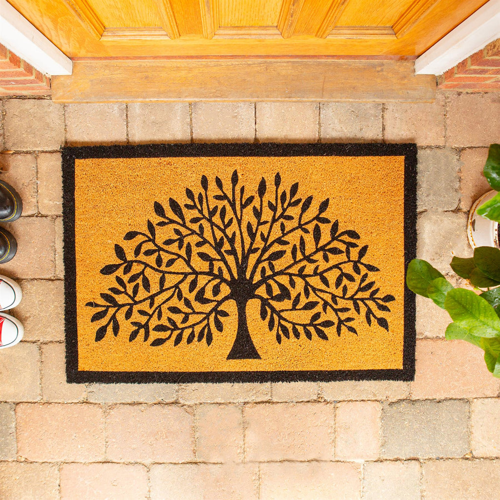 90cm x 60cm Tree of Life Coir Door Mat - By Nicola Spring | Rinkit.com