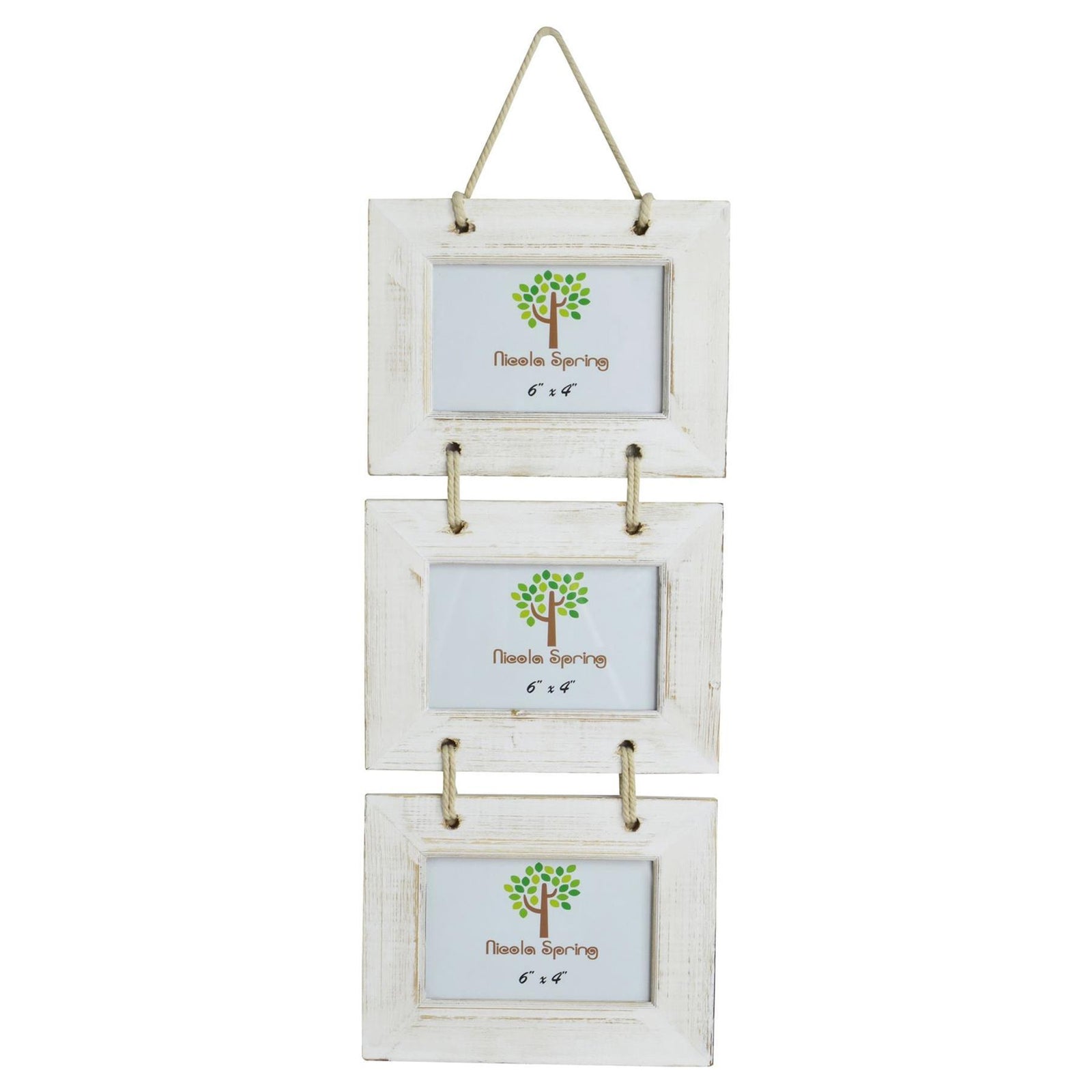 6" x 4" Wooden Hanging Triple Photo Frame - By Nicola Spring | Rinkit.com