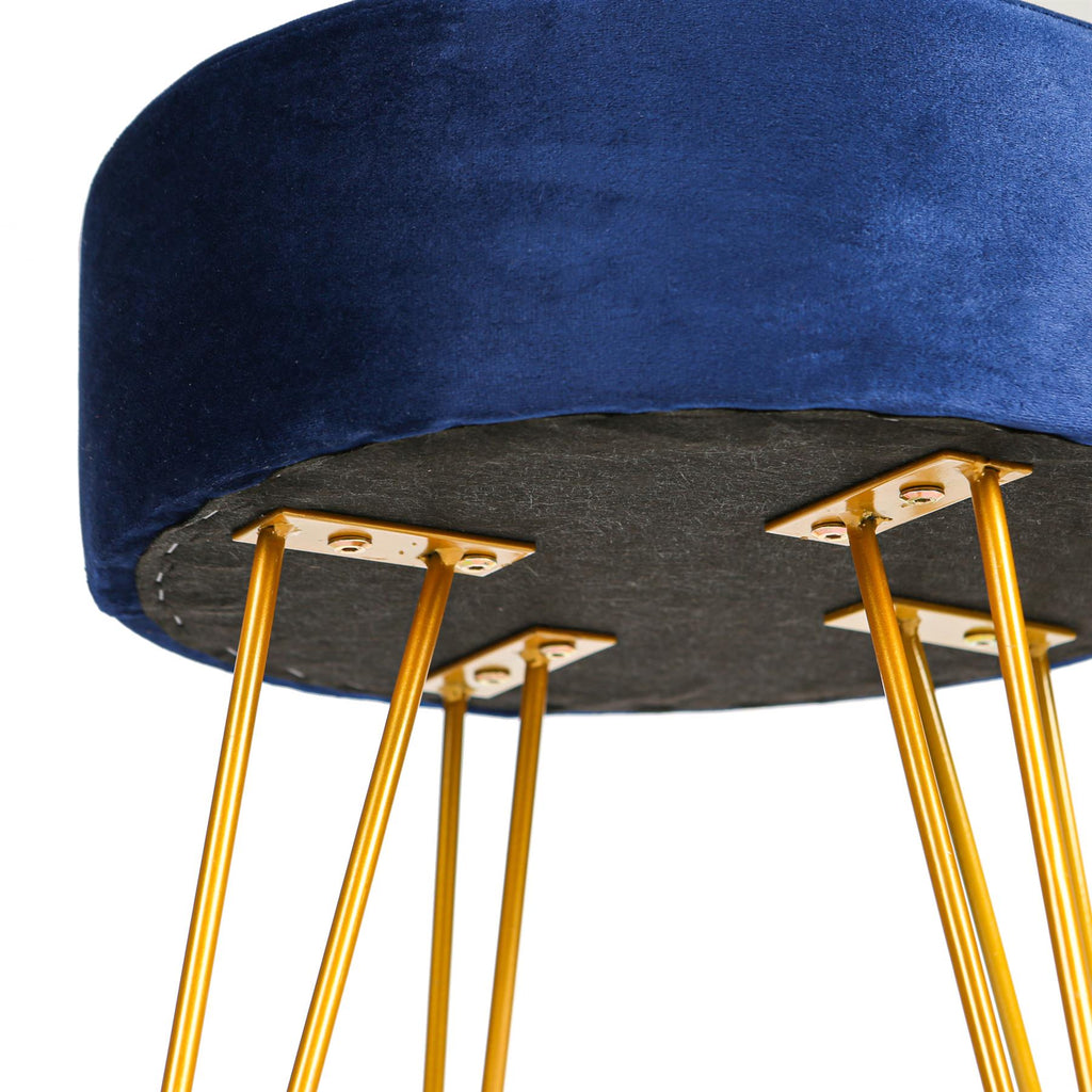 Blue Round Velvet Footstool - By Harbour Housewares | Rinkit.com