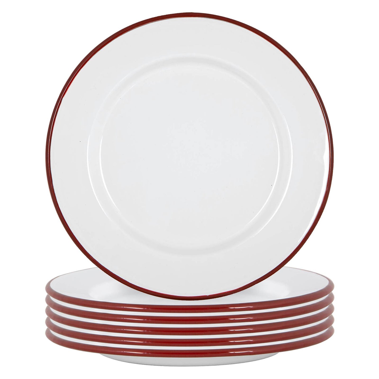 25.5cm White Enamel Dinner Plates - Pack of Six - By Argon Tableware ...