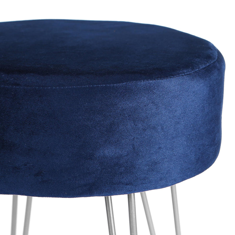 Blue Round Velvet Footstool - By Harbour Housewares | Rinkit.com